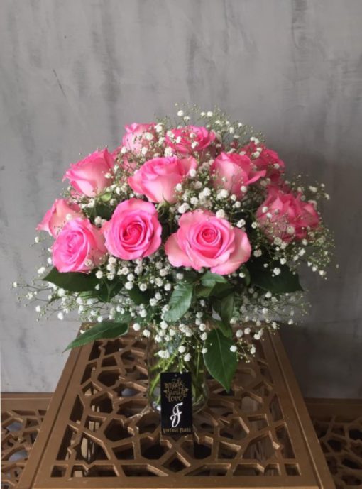 Premium Long Stem Pink Roses | Same Day Delivery | BahrainGreetings